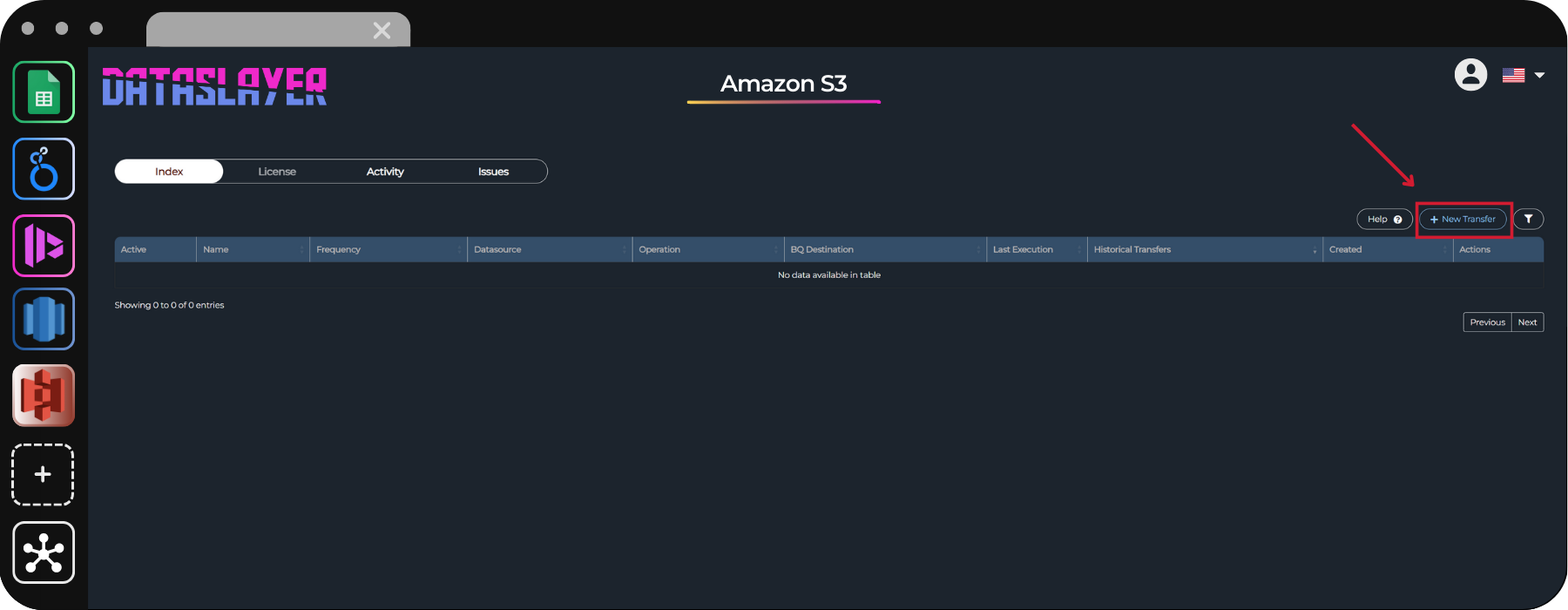 How to create a query in Dataslayer for Amazon S3
